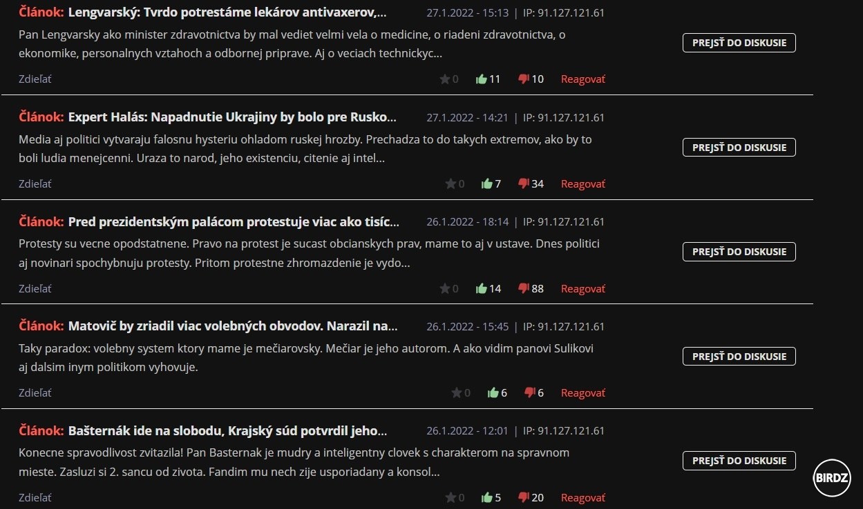 Kolosko: IP ADRESA sa da zistit z komentov! Pozrite moje diskusne konto ...